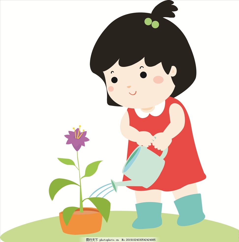 卡通浇花人物图片_其他_其他-图行天下素材网